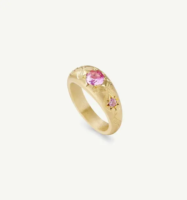 CECE JEWELLERY Lover's Bow Ring With Pink Sapphires