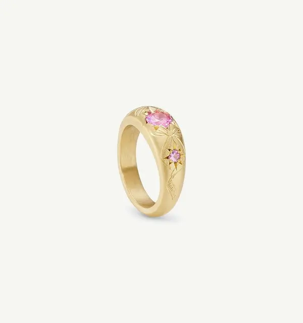 CECE JEWELLERY Lover's Bow Ring With Pink Sapphires