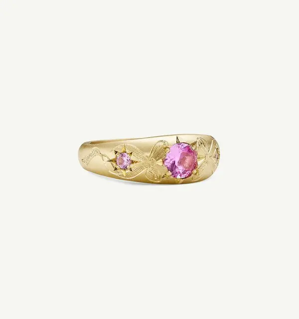 CECE JEWELLERY Lover's Bow Ring With Pink Sapphires - Gold