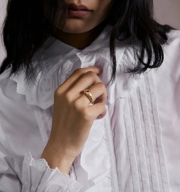 CECE JEWELLERY Lover's Bow Ring With Pink Sapphires