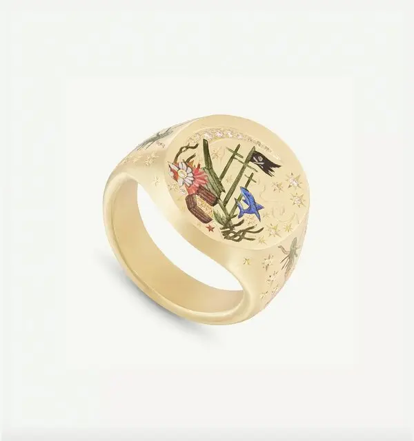 CECE JEWELLERY A Sailor's Superstition Ring With Diamonds And Enamel