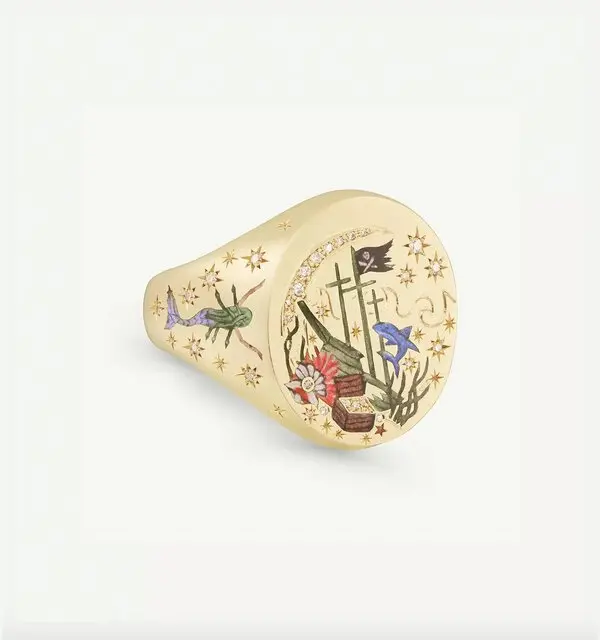 CECE JEWELLERY A Sailor's Superstition Ring With Diamonds And Enamel
