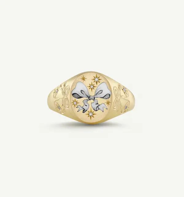 CECE JEWELLERY Wedding Bells Rococo Ribbon Ring With Enamel And Diamonds