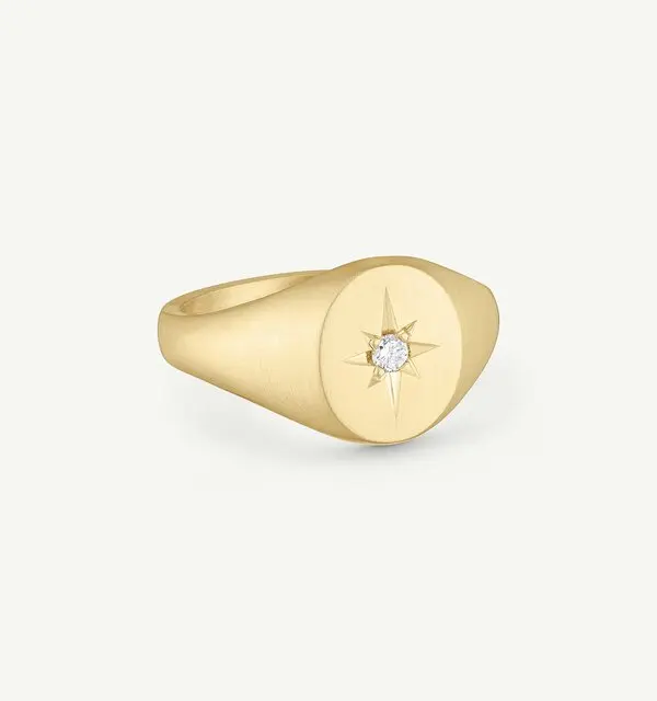 CECE JEWELLERY Old English Diamond Signet Ring In 18ct - Gold