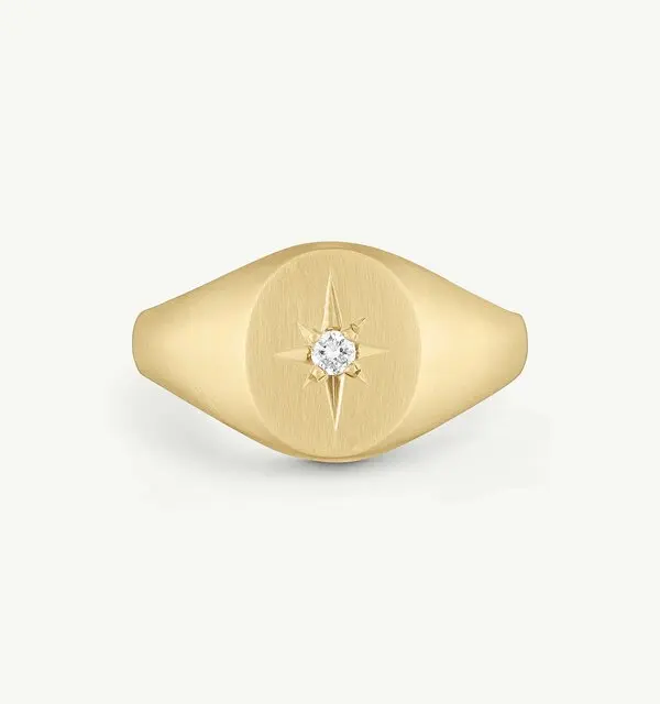 CECE JEWELLERY Old English Diamond Signet Ring In 18ct