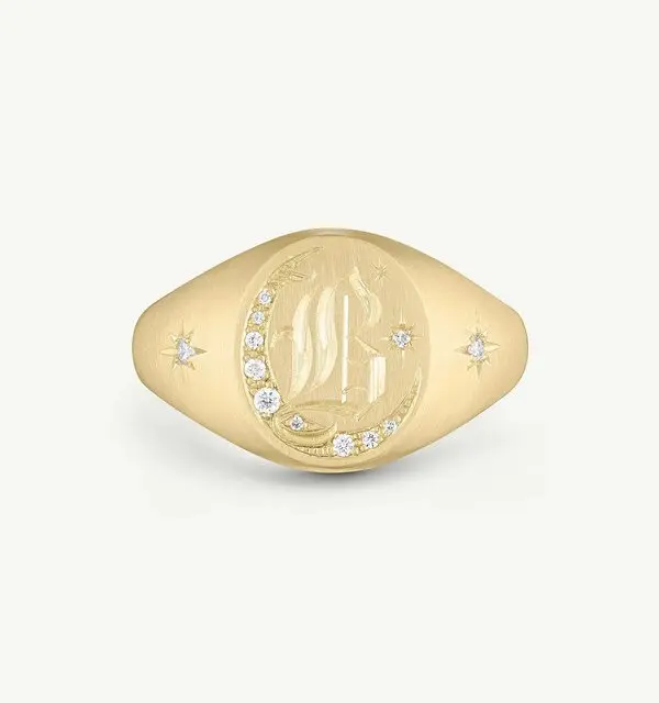 CECE JEWELLERY Old English Initial Signet Ring