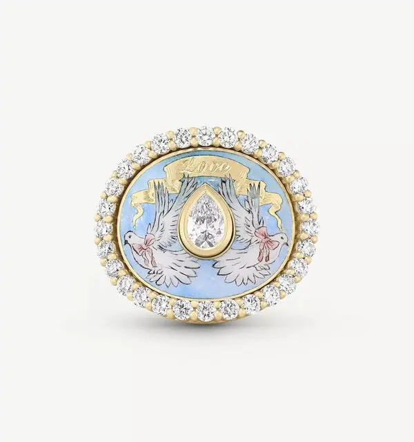 CECE JEWELLERY A Little Birdie Told Me" 18ct Yellow Diamond And Enamel Ring - Gold