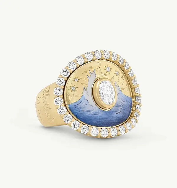 CECE JEWELLERY Method To The Madness Oval Diamond Enamel Ring