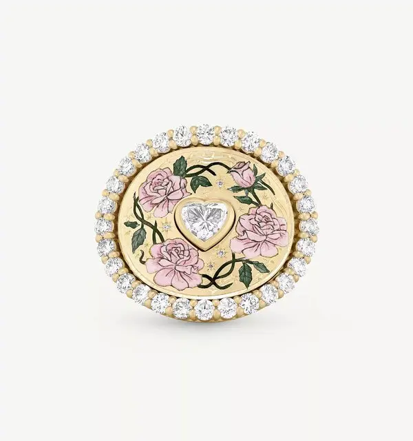 CECE JEWELLERY English Rose Heart Diamond Ring - Gold