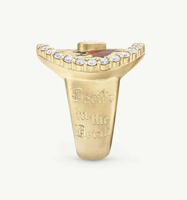 CECE JEWELLERY 18ct Yellow Heart-shaped Diamond And Enamel Devil's Trident Ring