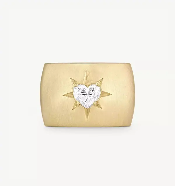 CECE JEWELLERY Heart Of Barrel Ring In 18ct Yellow With Heart-shaped Diamond - Gold