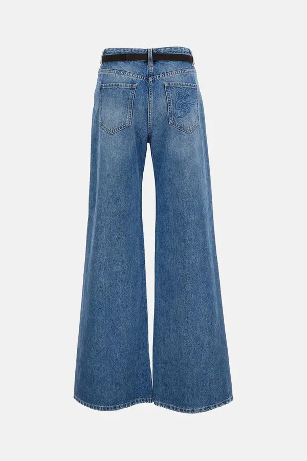 Elisabetta Franchi Palazzo Belted Jeans