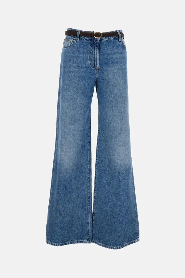 Elisabetta Franchi Palazzo Belted Jeans - Blue