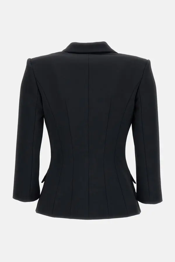Elisabetta Franchi Double-breasted Stretch Double-crepe Jacket - Black