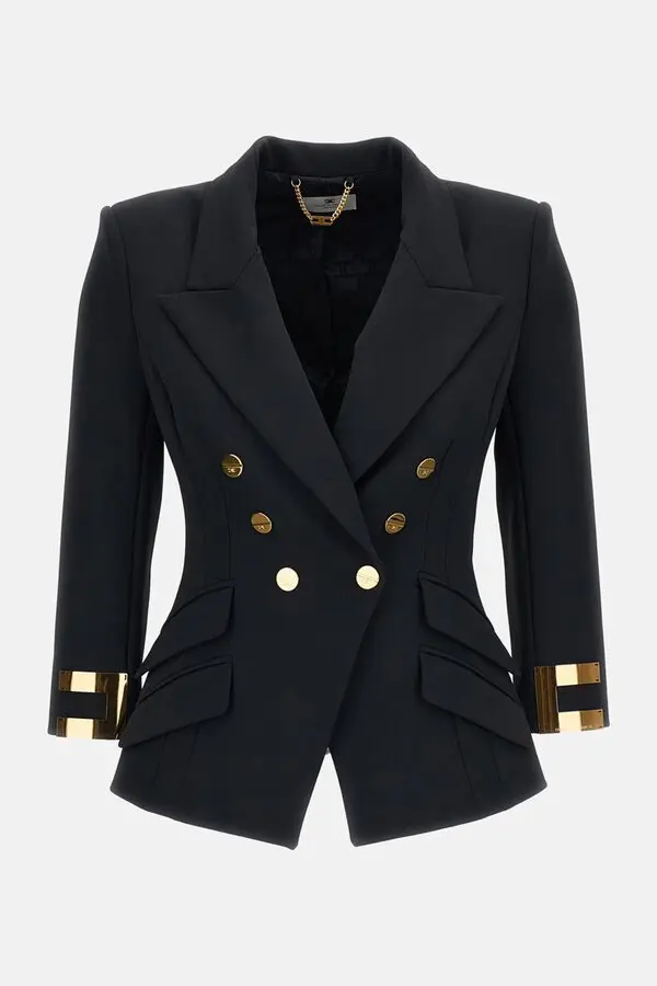 Elisabetta Franchi Double-breasted Stretch Double-crepe Jacket - Nero