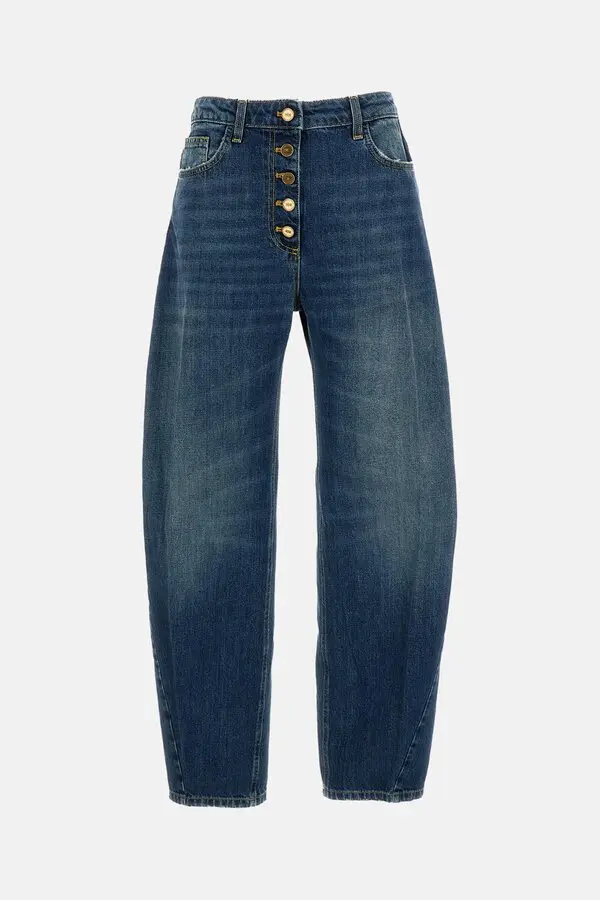 Elisabetta Franchi High Waist Wide Leg Barrel Jeans - Blu