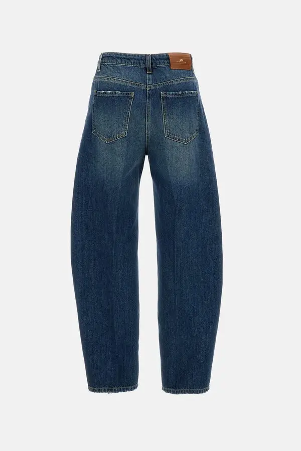 Elisabetta Franchi High Waist Wide Leg Barrel Jeans - Blu