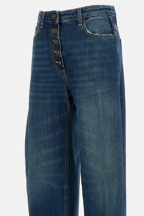 Elisabetta Franchi High Waist Wide Leg Barrel Jeans - Blu