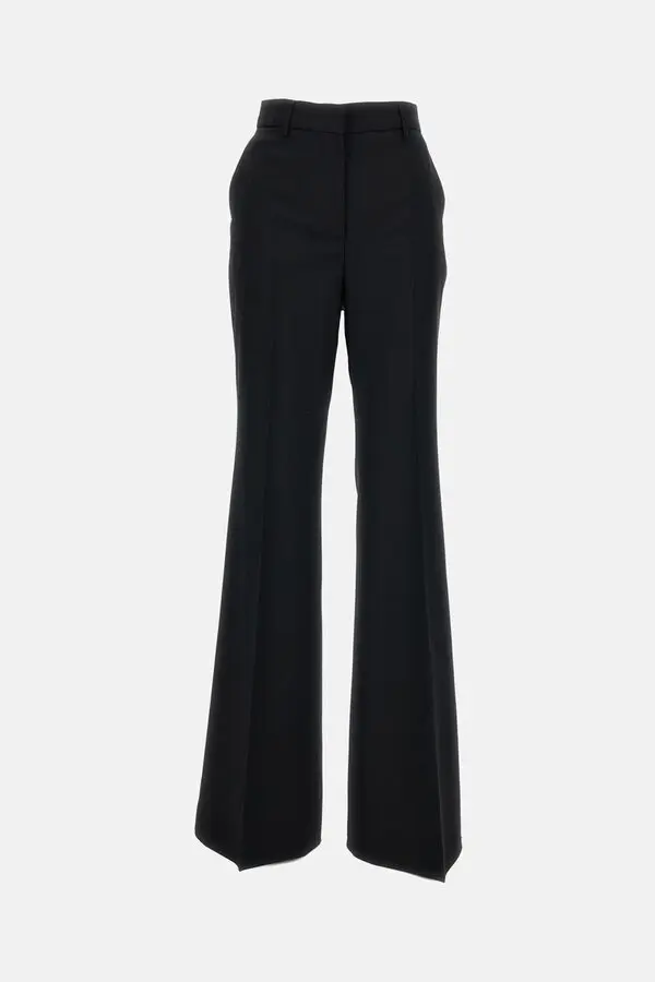 Sportmax Tailored Wool Fresco Wide Leg Trousers - Black