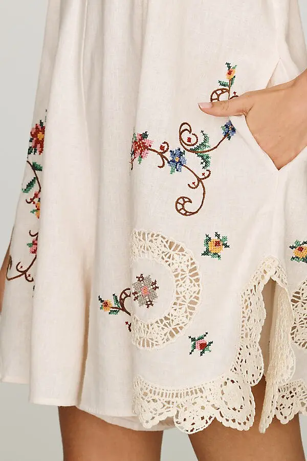 Anthropologie Len Cotton Embroidered Romper