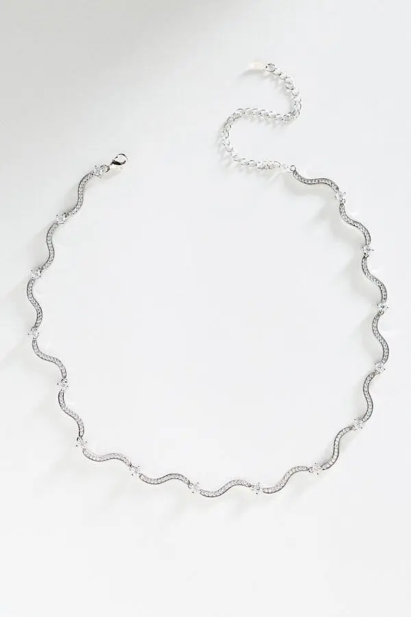 CRYSTAL HAZE Swirl Tennis Necklace - Silver