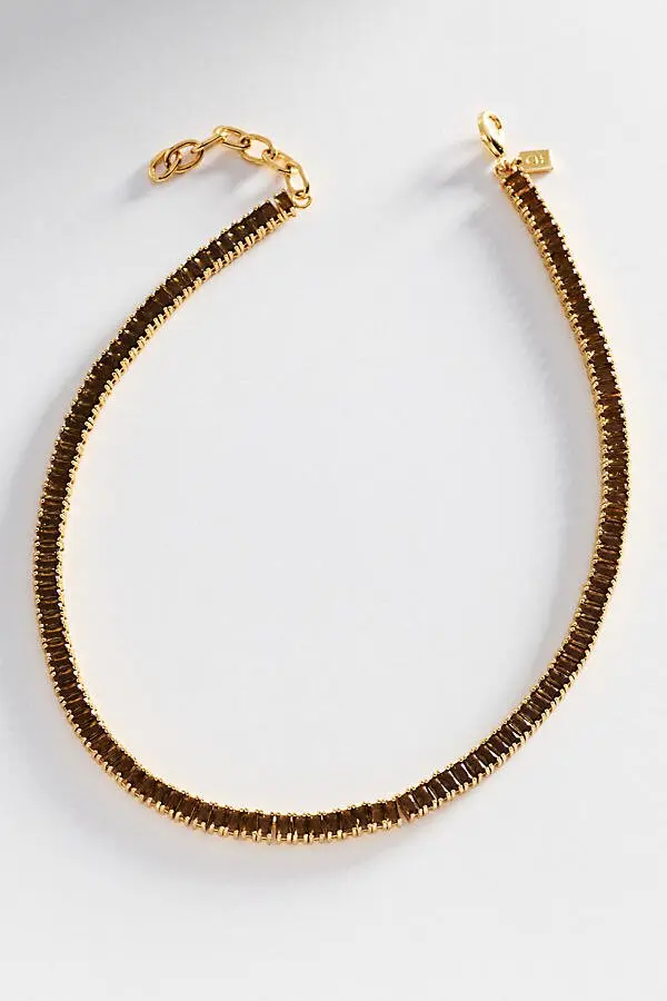 CRYSTAL HAZE Baguette Necklace - Brown