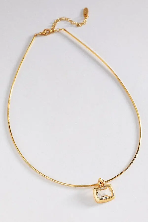 Anthropologie Gemstone Pendant Collar Necklace - Clear