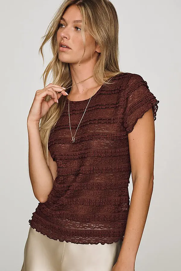AGOLDE Roma Lace Tiered T-shirt - Shade