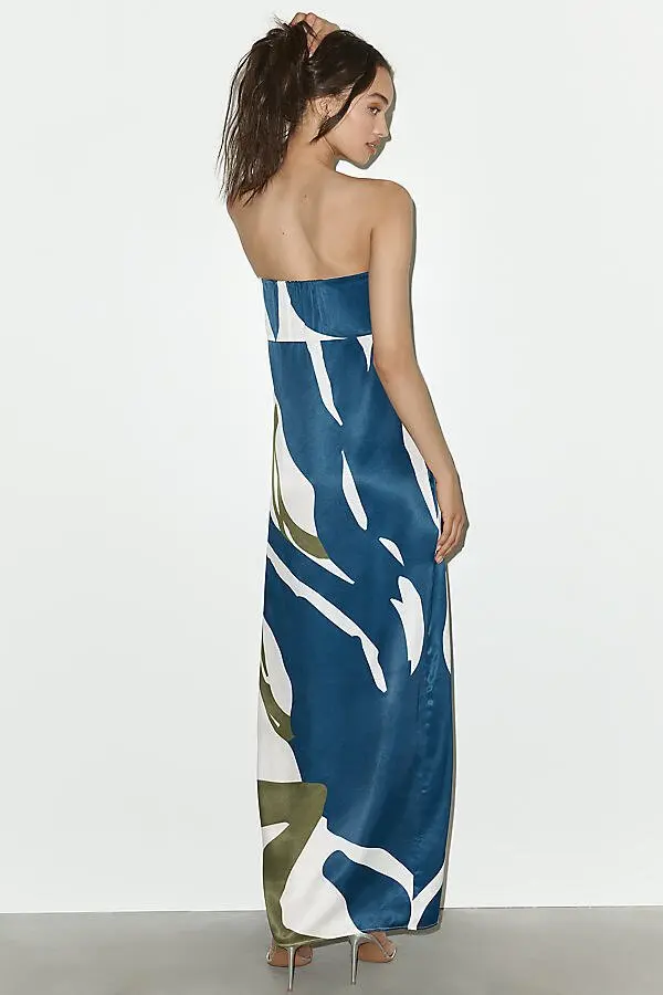 DIARRABLU Tubi Prted Strapless Maxi Dress