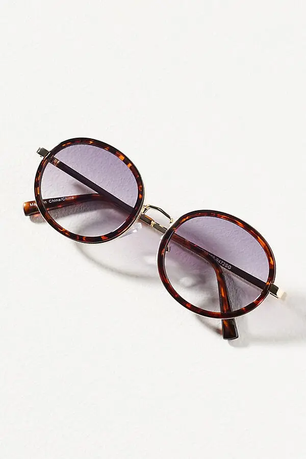 Anthropologie Classic Circle Sunglasses - Tortoise