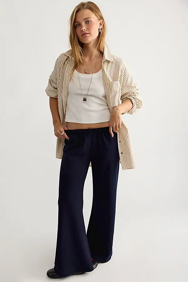 Citizens Of Humanity Nora Knit Pull-on Wide Leg Pants - Navy