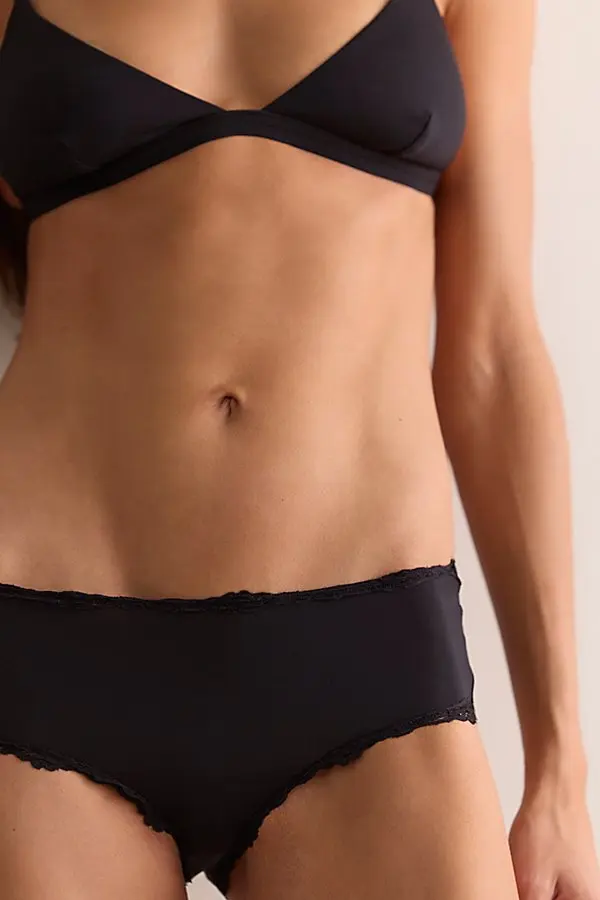 Free People Charlie Lace Microfiber Brief Undies - Black