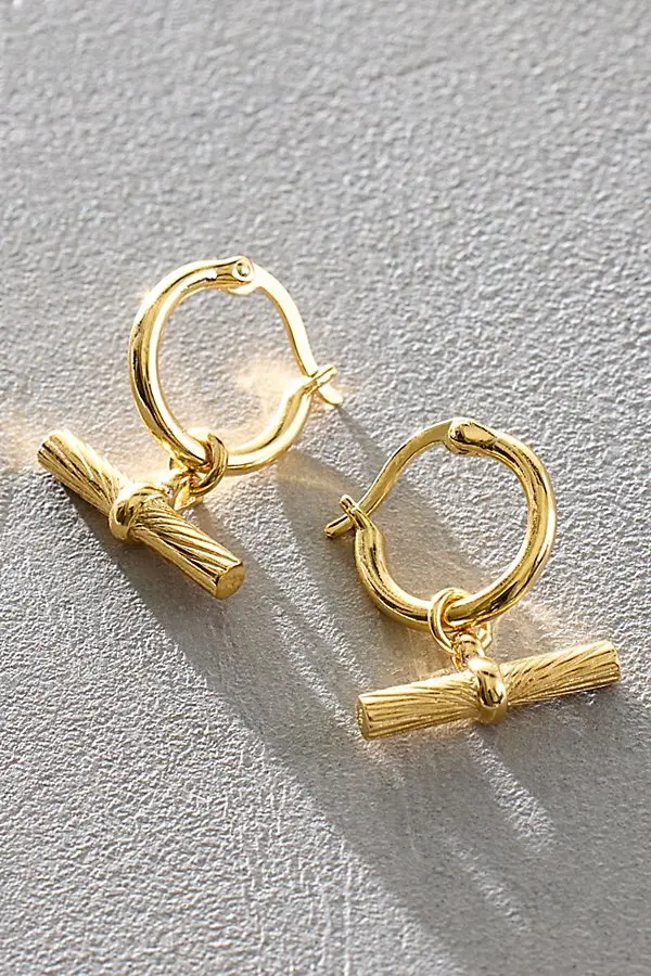 GHOST LONDON Estee Drop Hoop Earrings With T Bar Charm