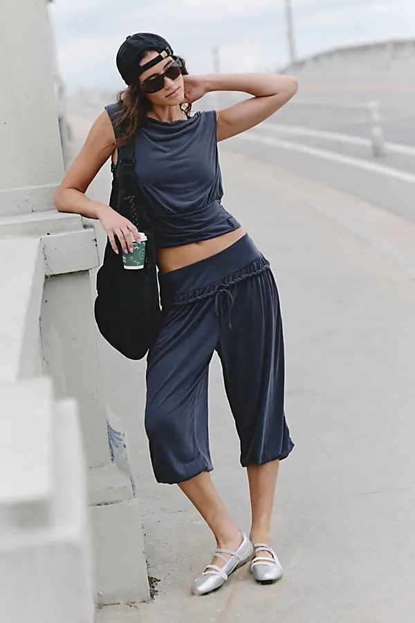 Free People Downtown Sandwashed Set - Black