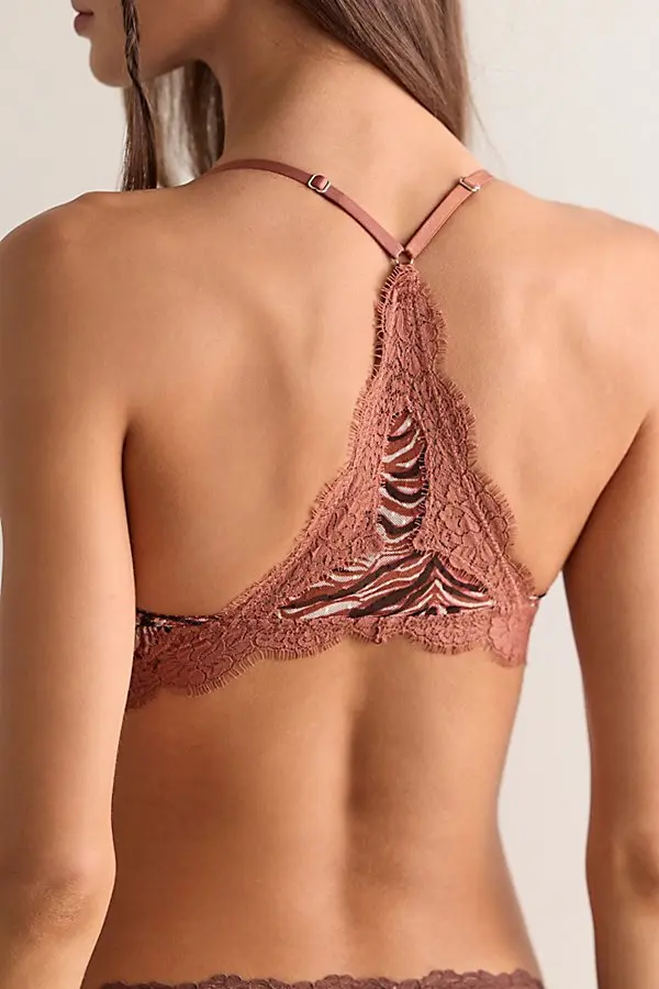Free People Fiona Mesh Printed Front-close Bralette