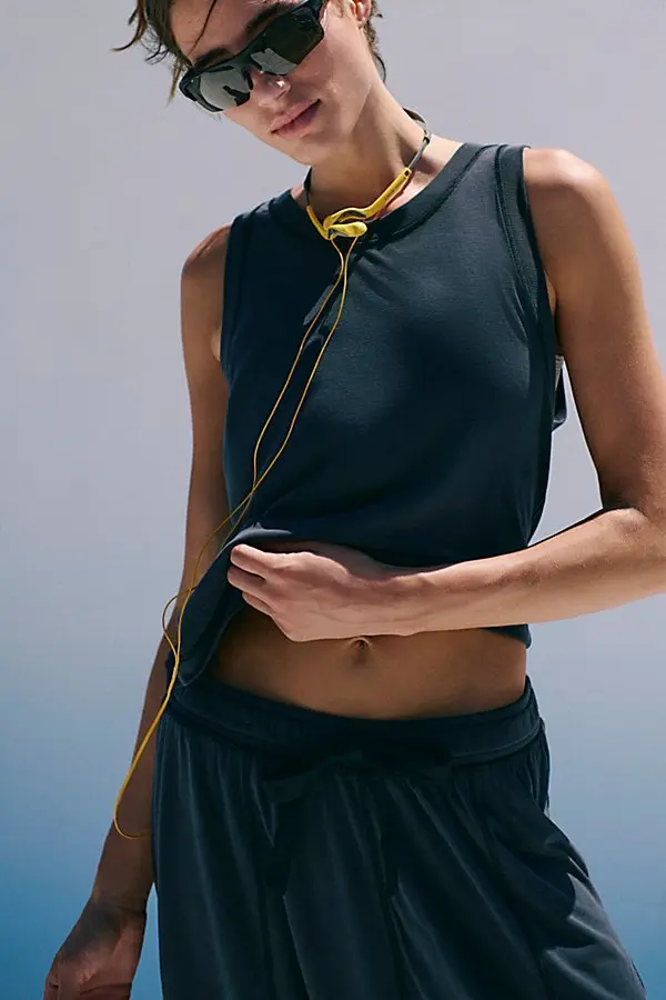 Free People One Ten Sandwashed Harem Set - Black