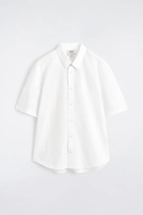 Cos Relaxed Cotton Short-sleeved Shirt - White