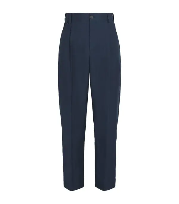 Jacquemus Linen-blend Pleated Trousers - Navy