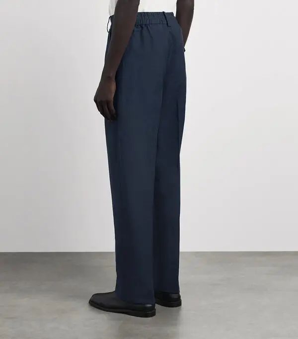 Jacquemus Linen-blend Pleated Trousers - Navy