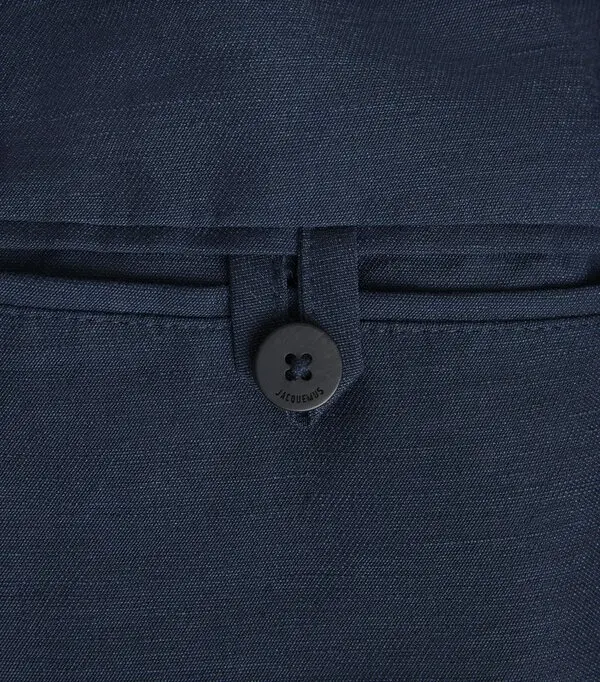 Jacquemus Linen-blend Pleated Trousers - Navy