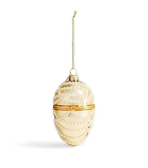 Harrods Faux Pearl Spiral Egg Bauble