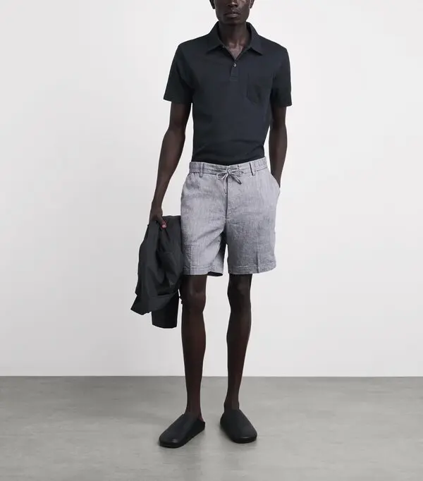 Sunspel Sea Island Cotton Riviera Polo Shirt - Blue