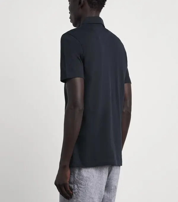 Sunspel Sea Island Cotton Riviera Polo Shirt - Blue