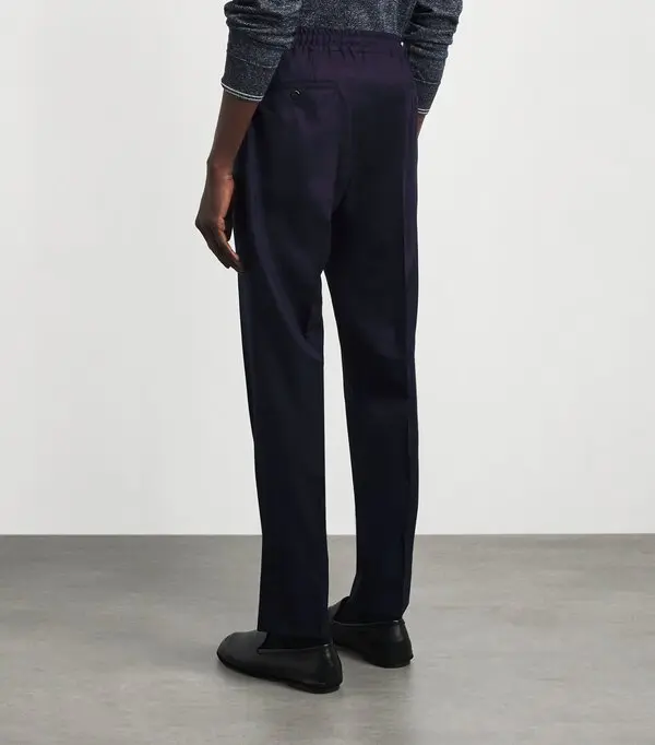 Corneliani Virgin Wool Drawstring Trousers - Navy