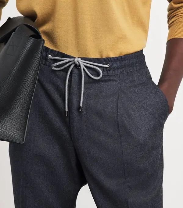 Corneliani Virgin Wool Drawstring Trousers - Grey