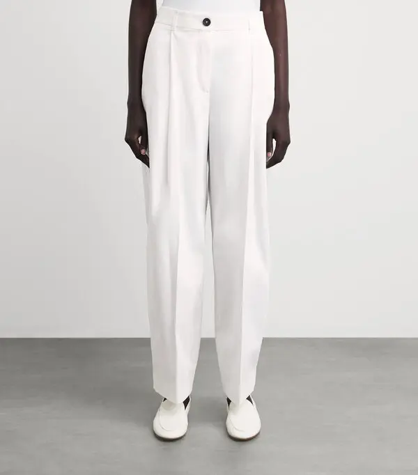 TOTEME Cotton Pleated Wide-leg Trousers