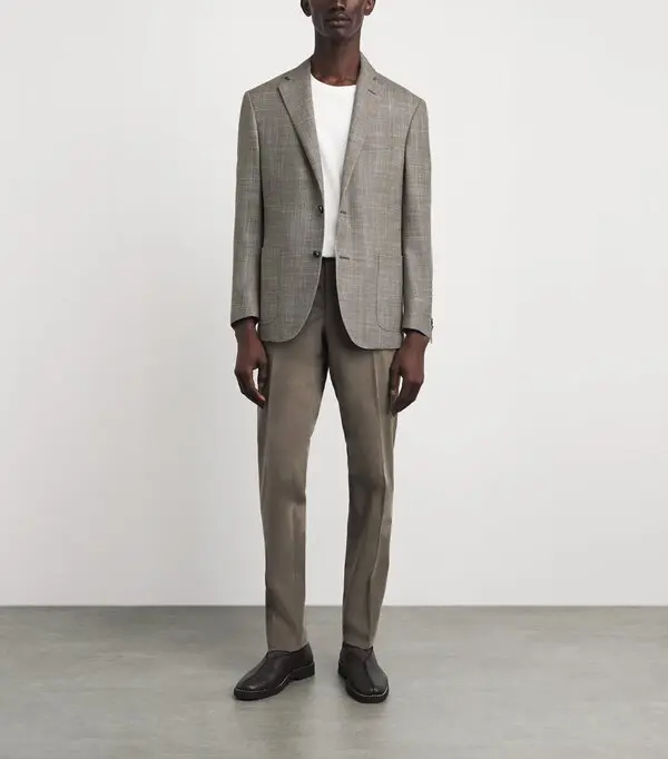 Corneliani Virgin Wool-silk Herringbone Blazer
