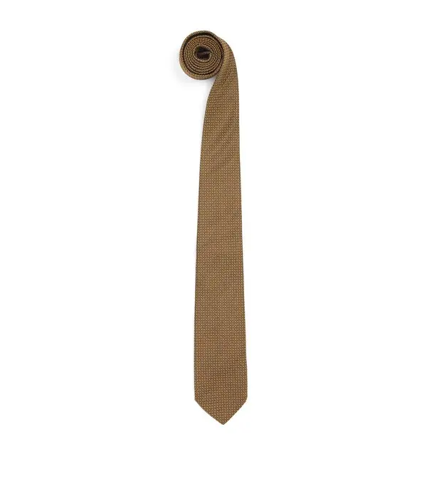 Canali Silk-wool Jacquard Tie - Yellow