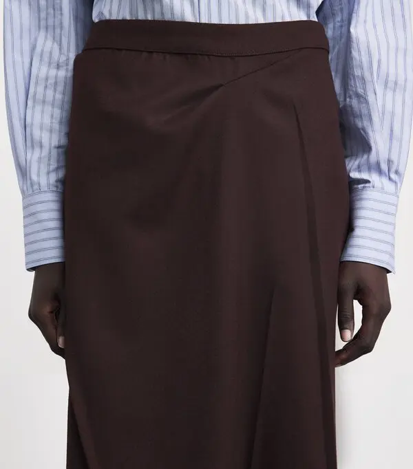 Victoria Beckham Wool Pressed Tailored Midi Skirt