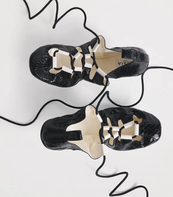 Alaïa Snakeskin Lace-up Ballet Flats